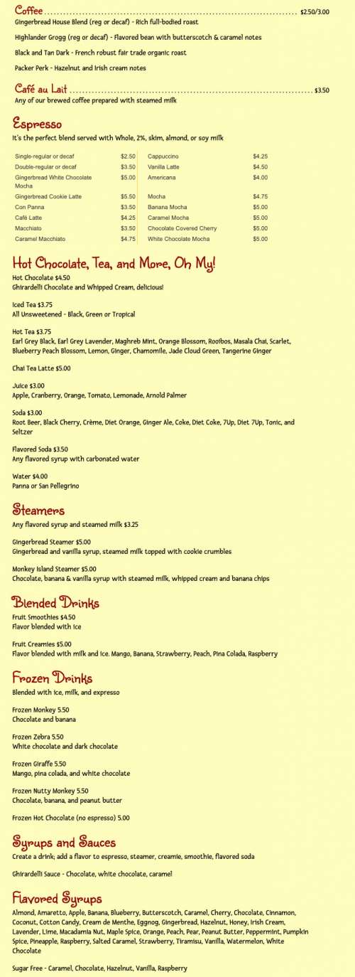 The Gingerbread House menu in Muskego, Wisconsin, USA