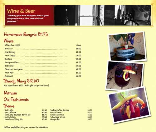 The Gingerbread House menu in Muskego, Wisconsin, USA