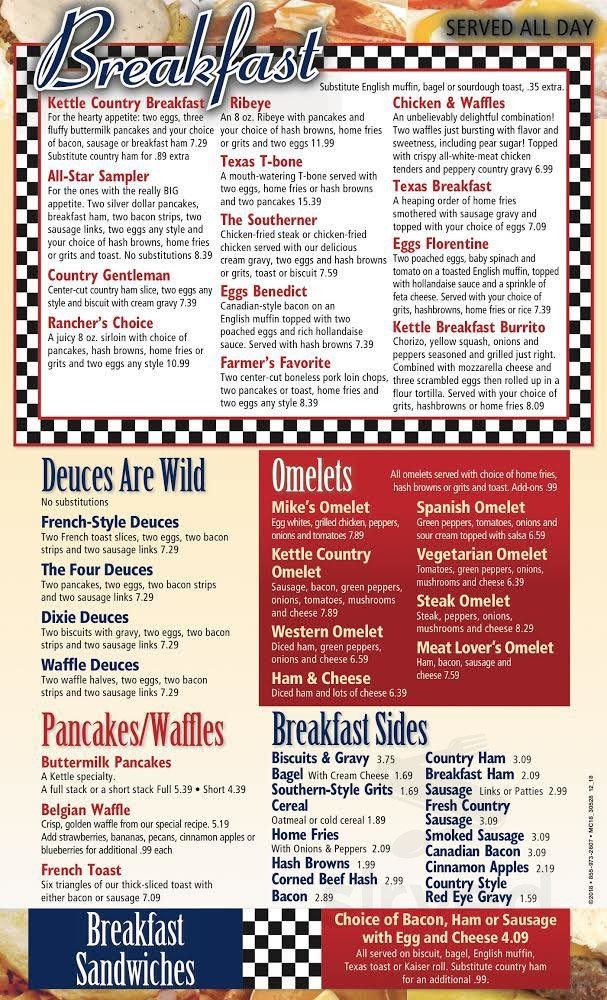 Menu for The Kettle Diner in Jacksonville, NC | Sirved