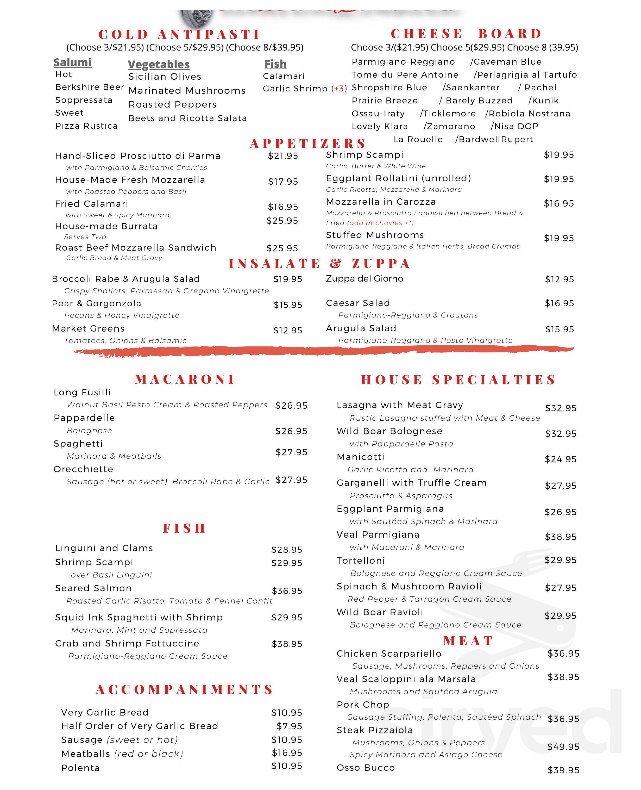 Stage Left Steak menu in New Brunswick, New Jersey, USA