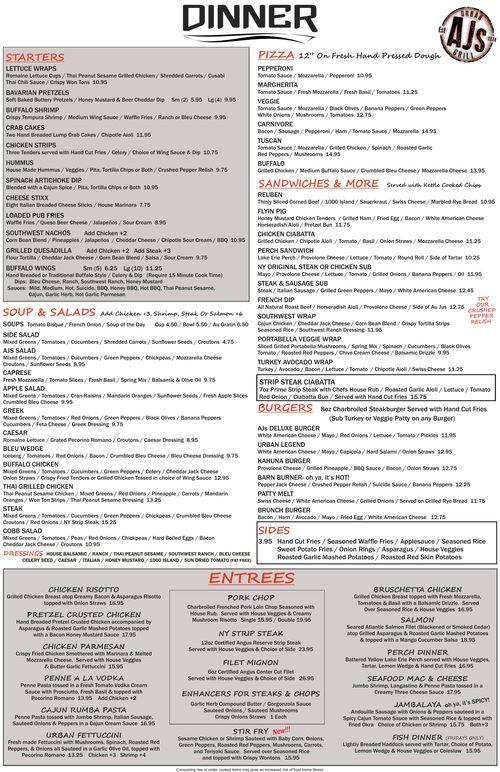AJ'S URBAN GRILL menu in Westlake, Ohio, USA