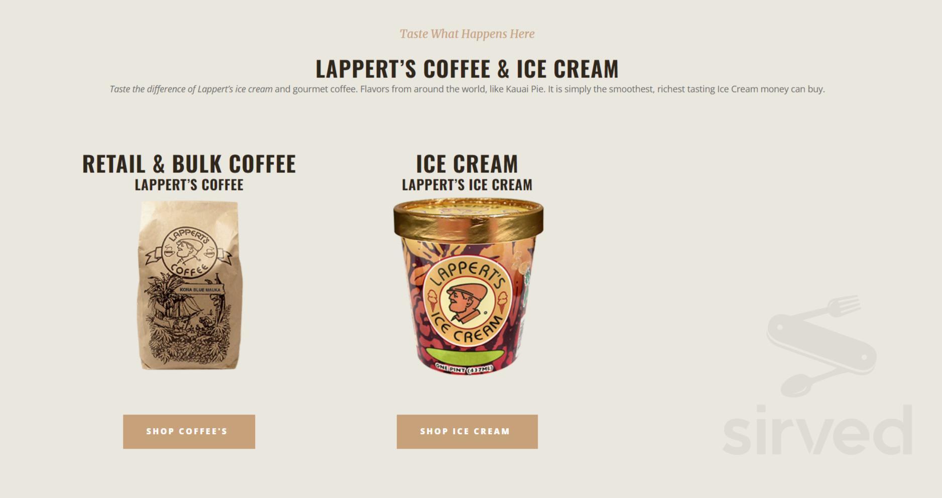 Lappert's Ice Cream menu in Las Vegas, Nevada, USA