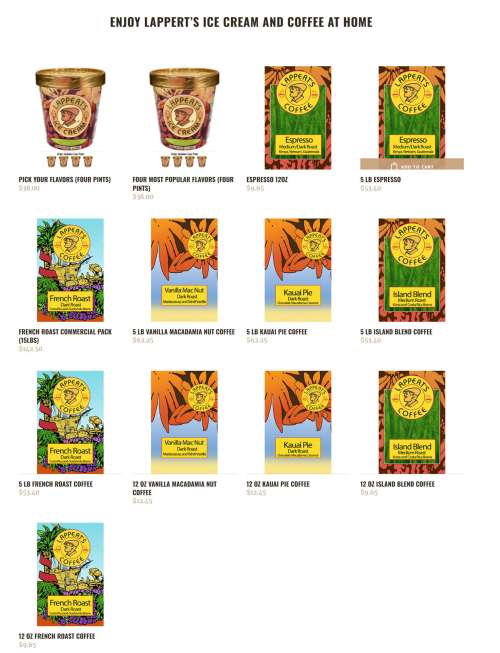 Lappert's Ice Cream menu in Las Vegas, Nevada, USA