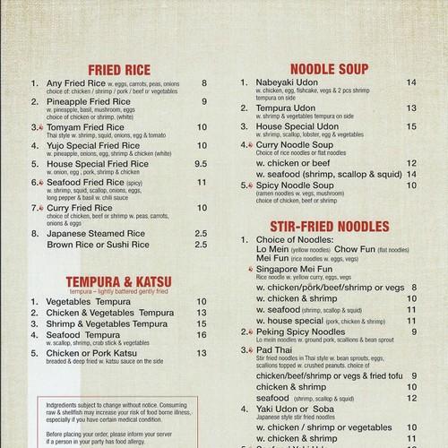 Yujo Sushi & Asian Cuisine menu in Dracut, Massachusetts, USA