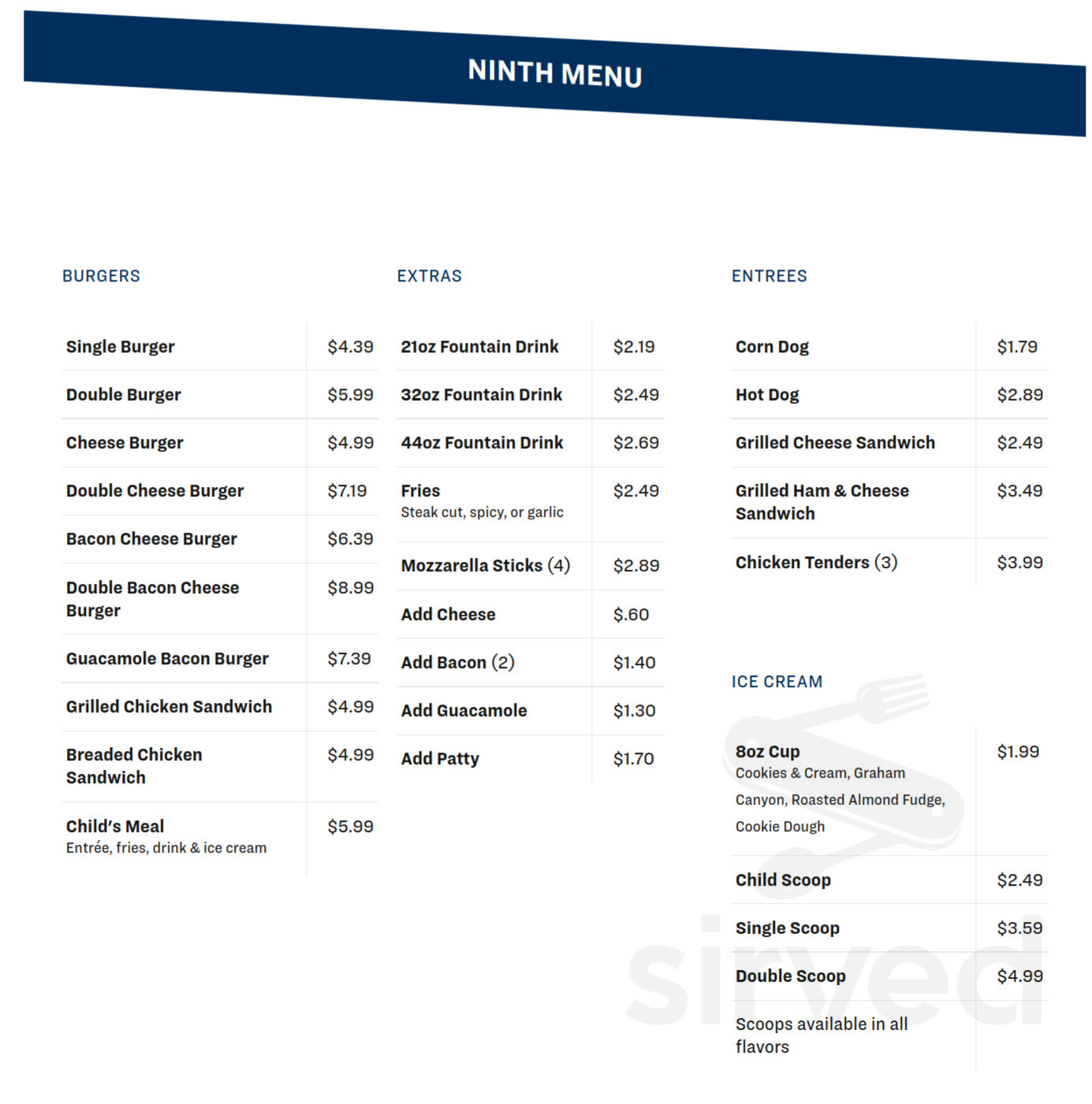 Menu for BYU Creamery on Ninth in Provo, UT | Sirved