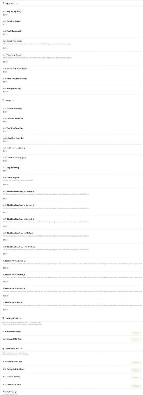 Rice Boxx menu in Chattanooga, Tennessee, USA