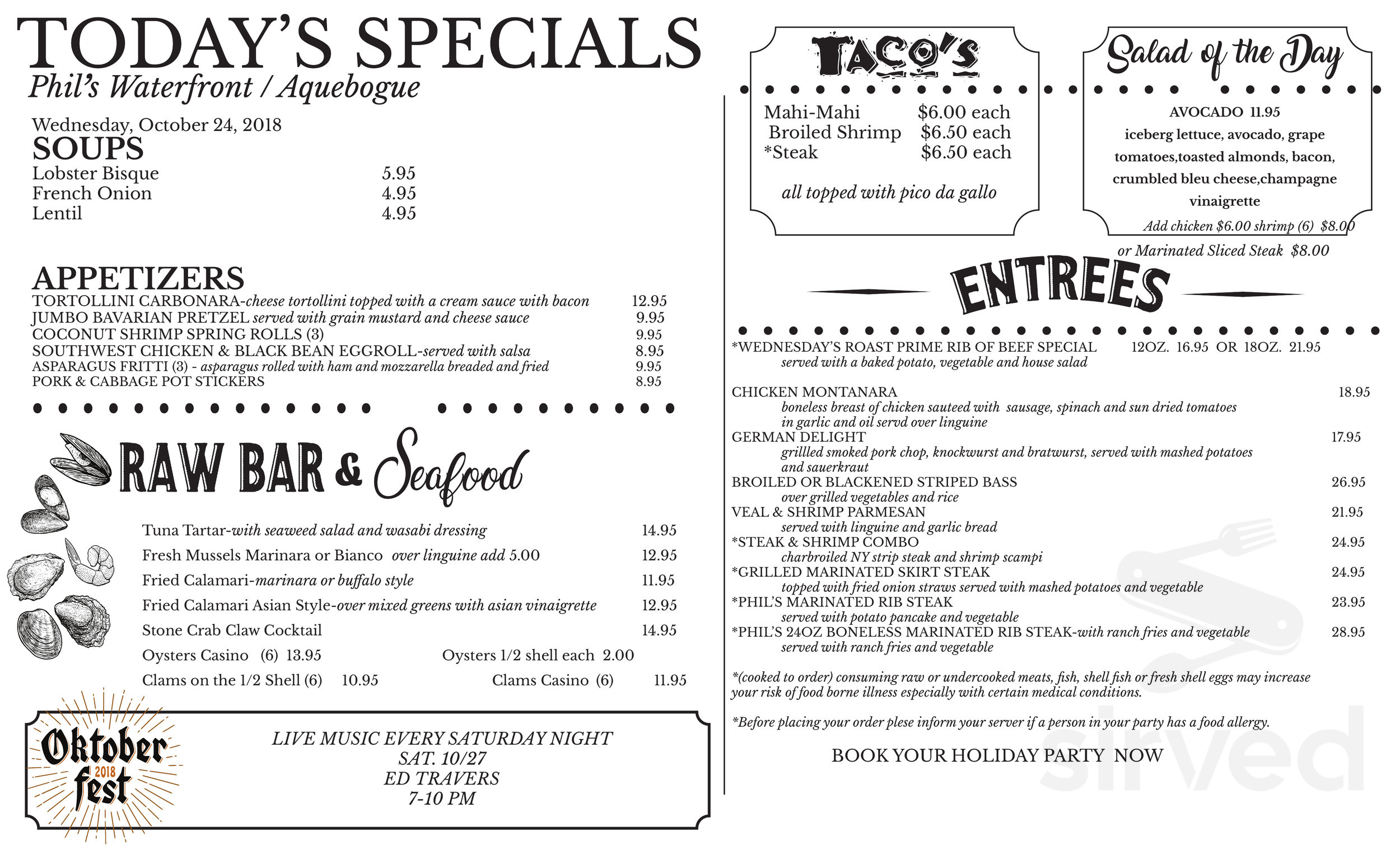 On The Docks menu in Aquebogue, New York, USA