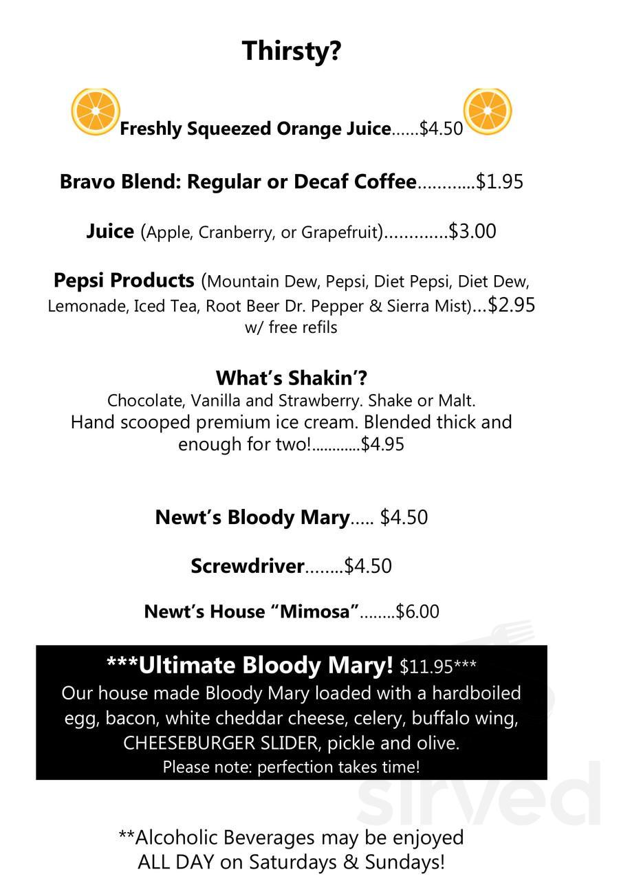 Newt's North menu in Rochester, Minnesota, USA