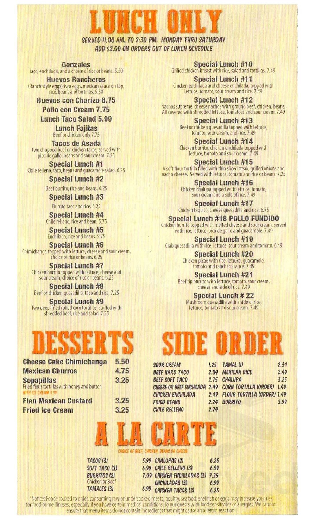 Don Patron | Mexican Restaurant menu in Elkins, West Virginia, USA