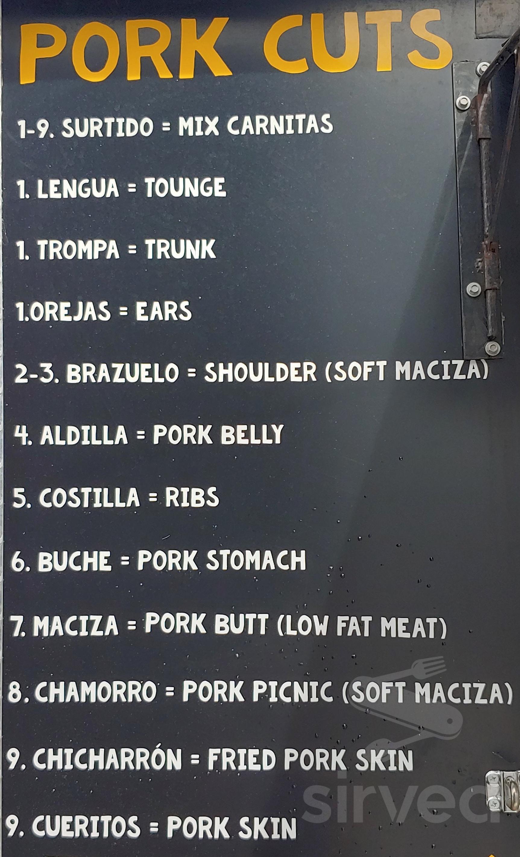 Carnitas Don Raúl-USA menus in San Antonio, Texas, United States