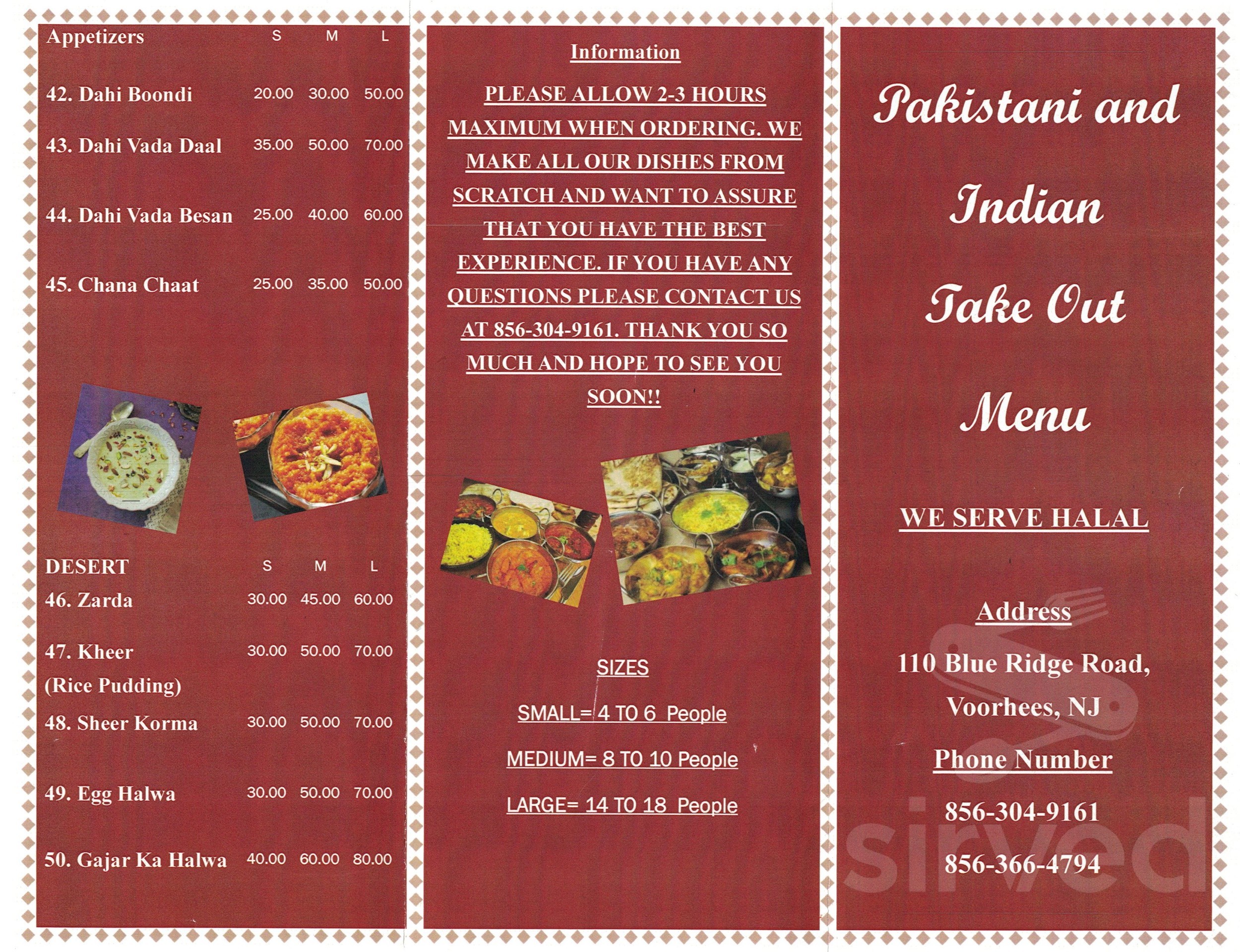 Pakistani and Indian Take Out menus in Voorhees Township, New Jersey ...