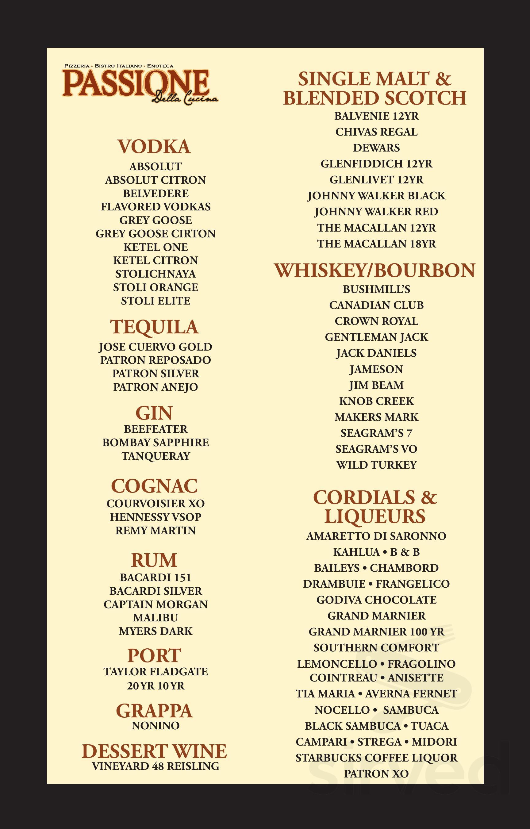 Menu - Carle Place NY's Passione Della Cucina | Sirved