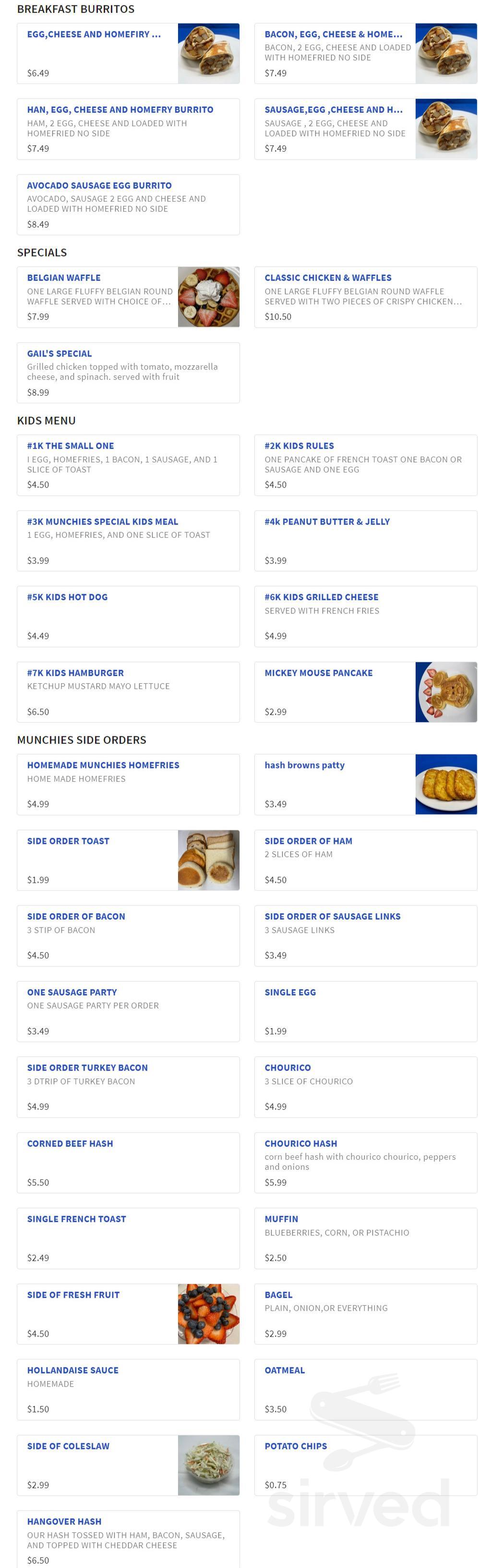 Munchies Breakfast & lunch menu in Fall River, Massachusetts, USA