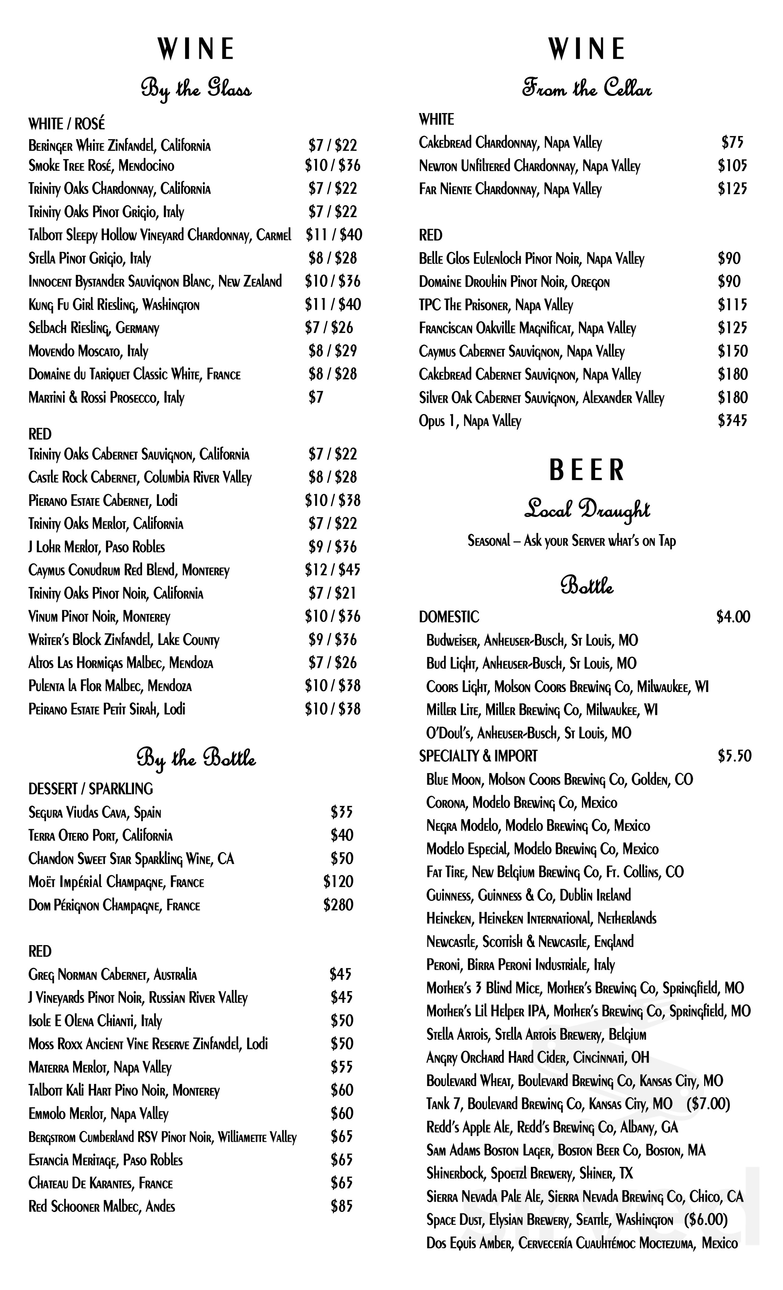 Menu for Fire & Ice Restaurant & Bar in Springfield, MO | Sirved