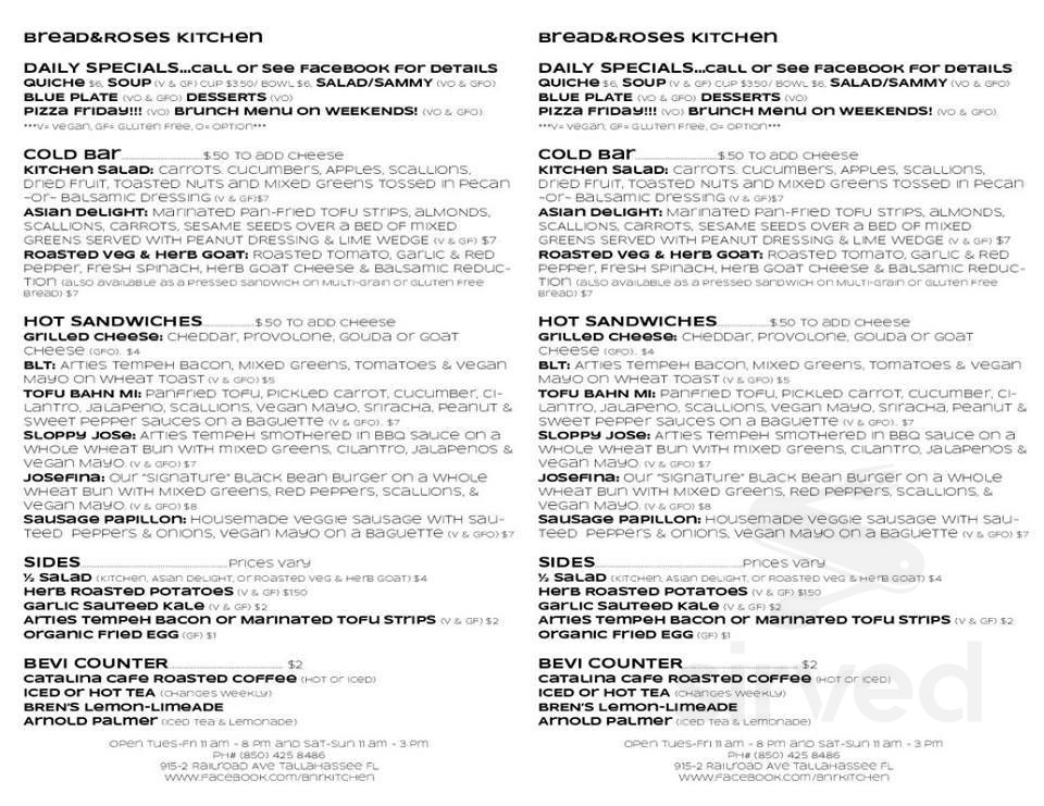 The Bark menu in Tallahassee, Florida, USA