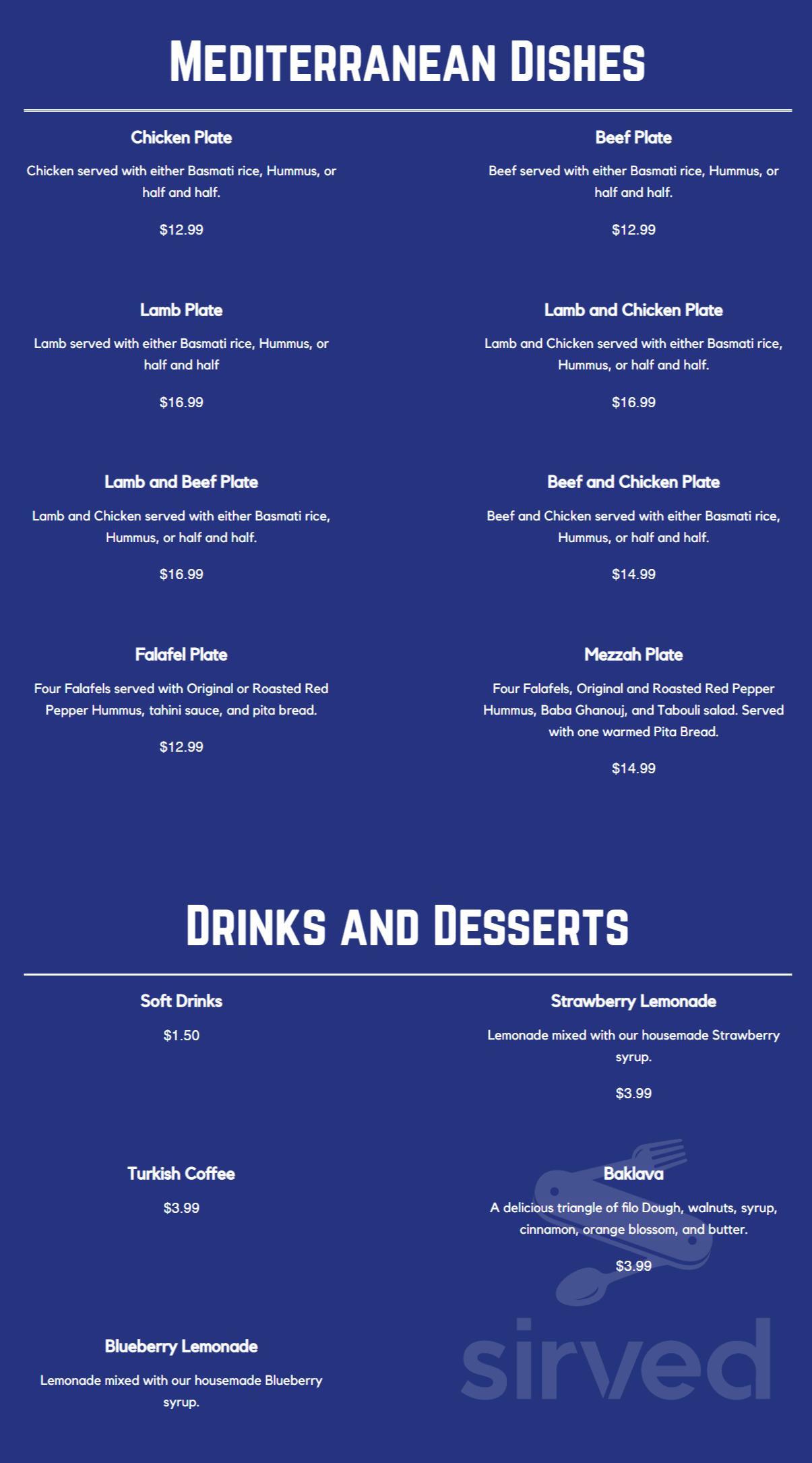 Babylon Mediterranean Restaurant menu in Portland, Oregon, USA