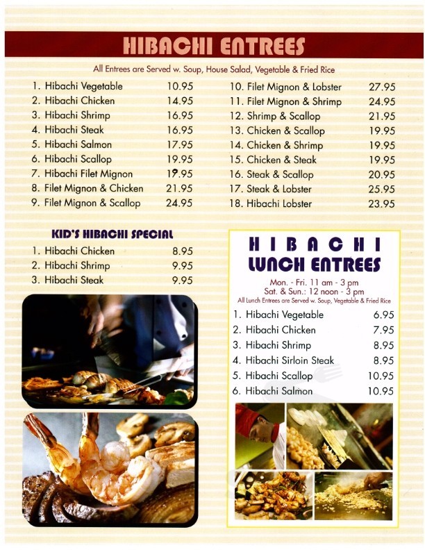 Menu - Virginia Beach VA's Sakura Japanese Restaurant | Sirved