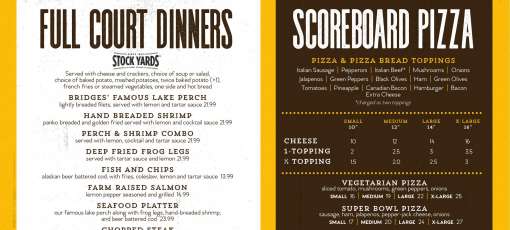 Menu for Bridges Scoreboard Restaurant in Griffith, IN | Sirved