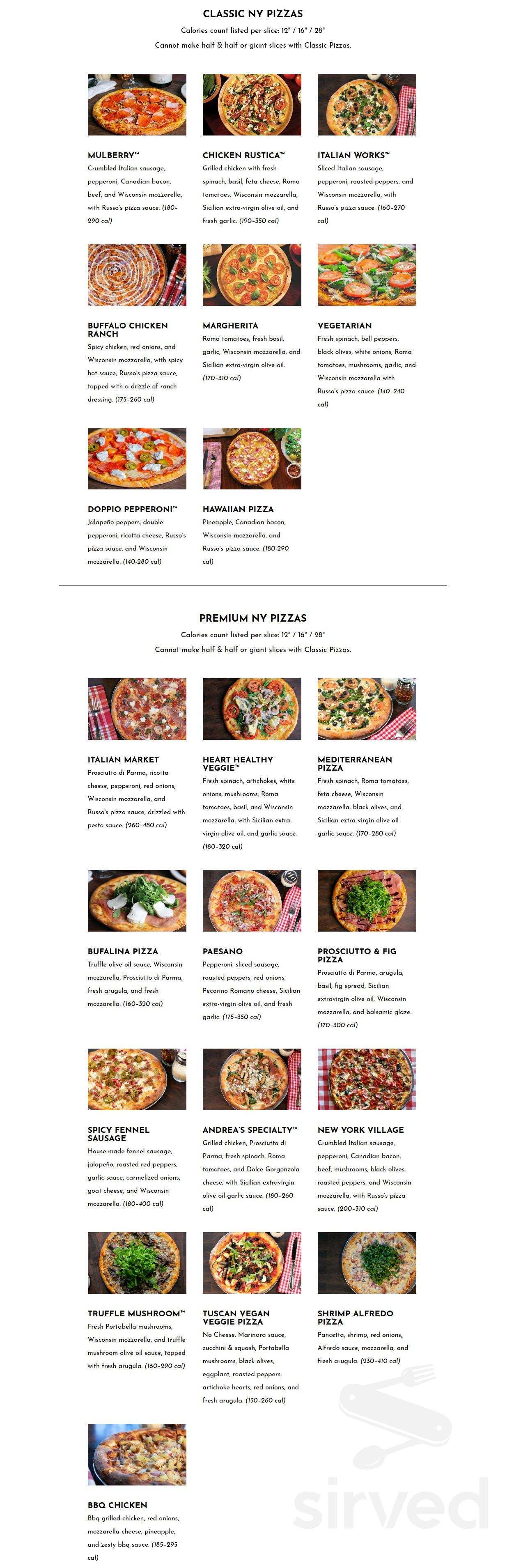 Menu - Tomball TX's Russo's New York Pizzeria & Italian Kitchen | Sirved