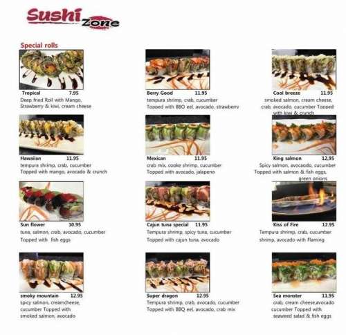 Sushi Zone menu in Eastpointe, Michigan, USA