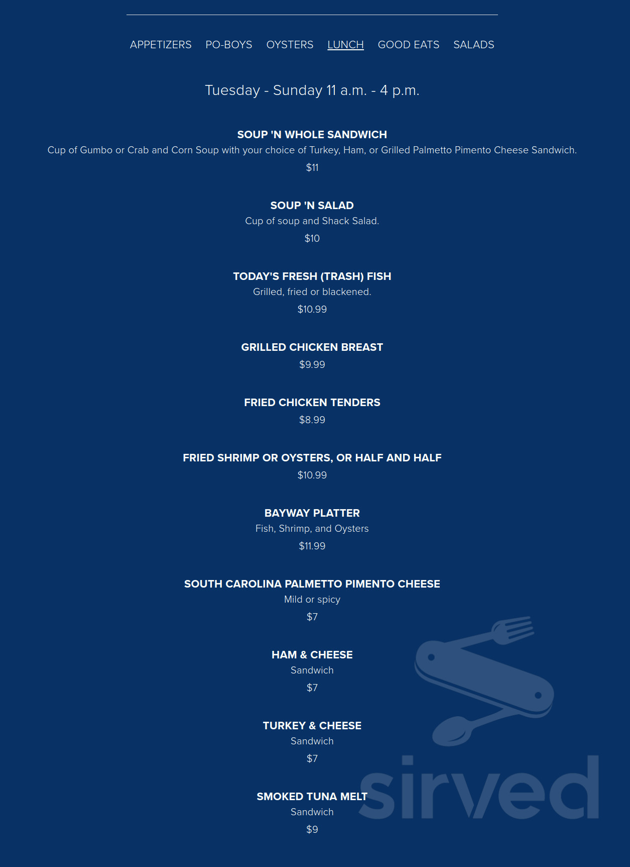 BLUEGILL Restaurant menu in Spanish Fort, Alabama, USA