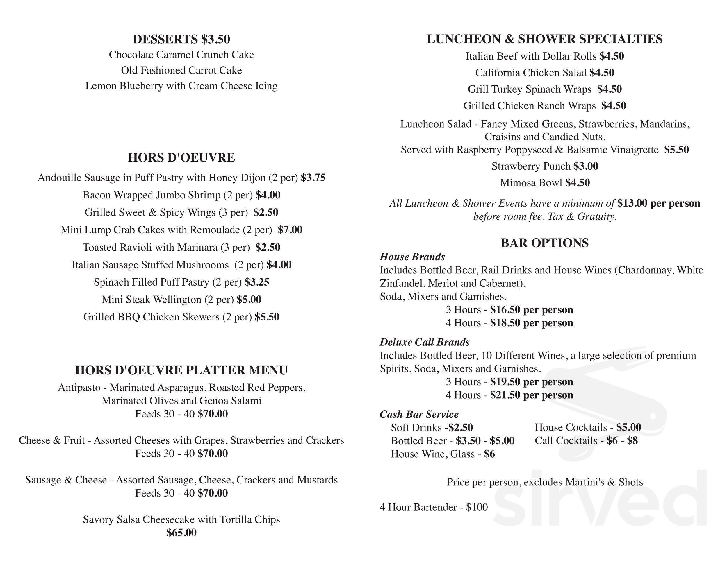 Menu - Waterloo IL's Gallagher's Restaurant | Sirved