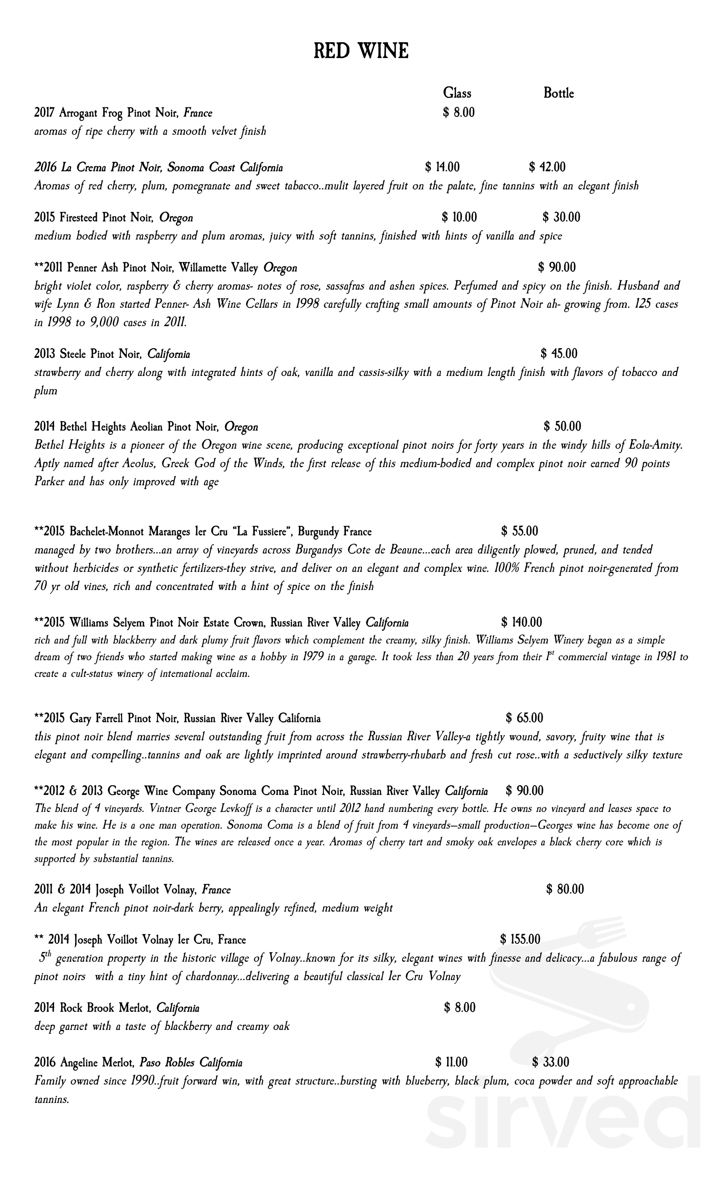 1640 Hart House menu in Ipswich, Massachusetts, USA