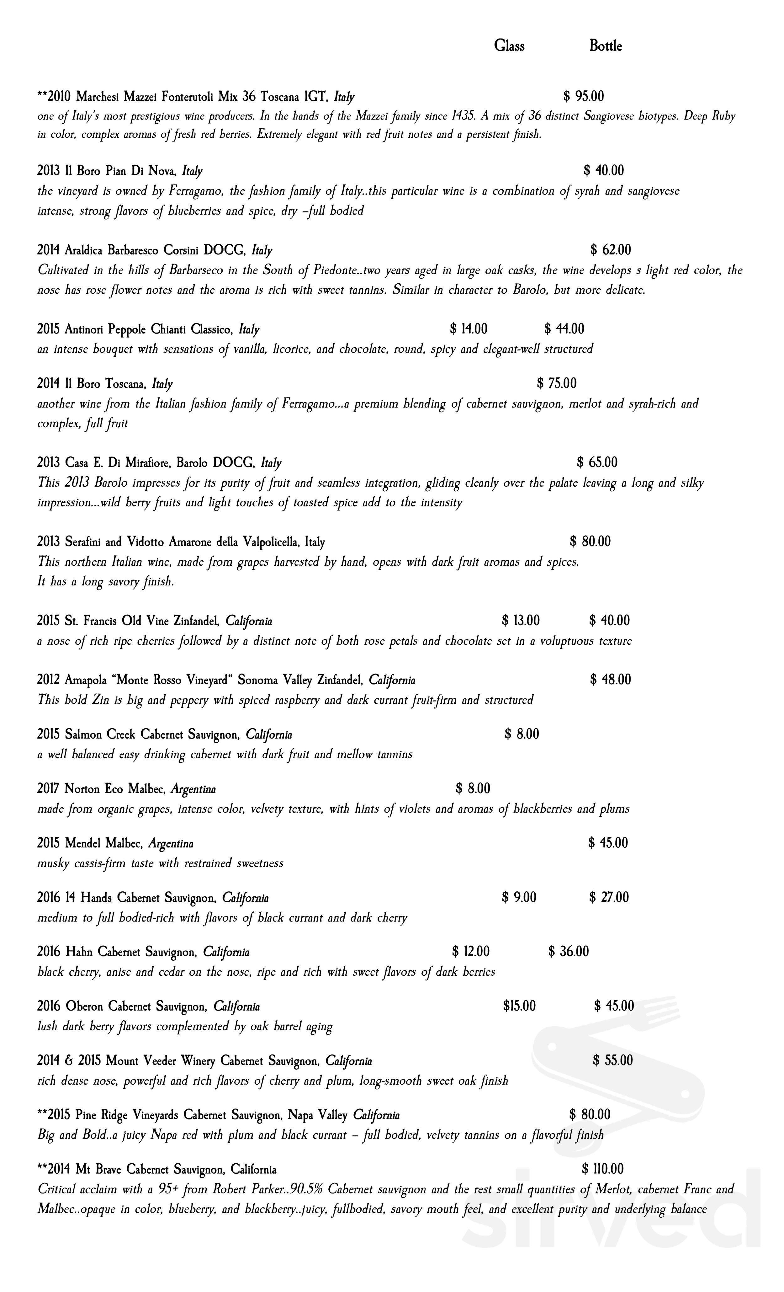 1640 Hart House menu in Ipswich, Massachusetts, USA