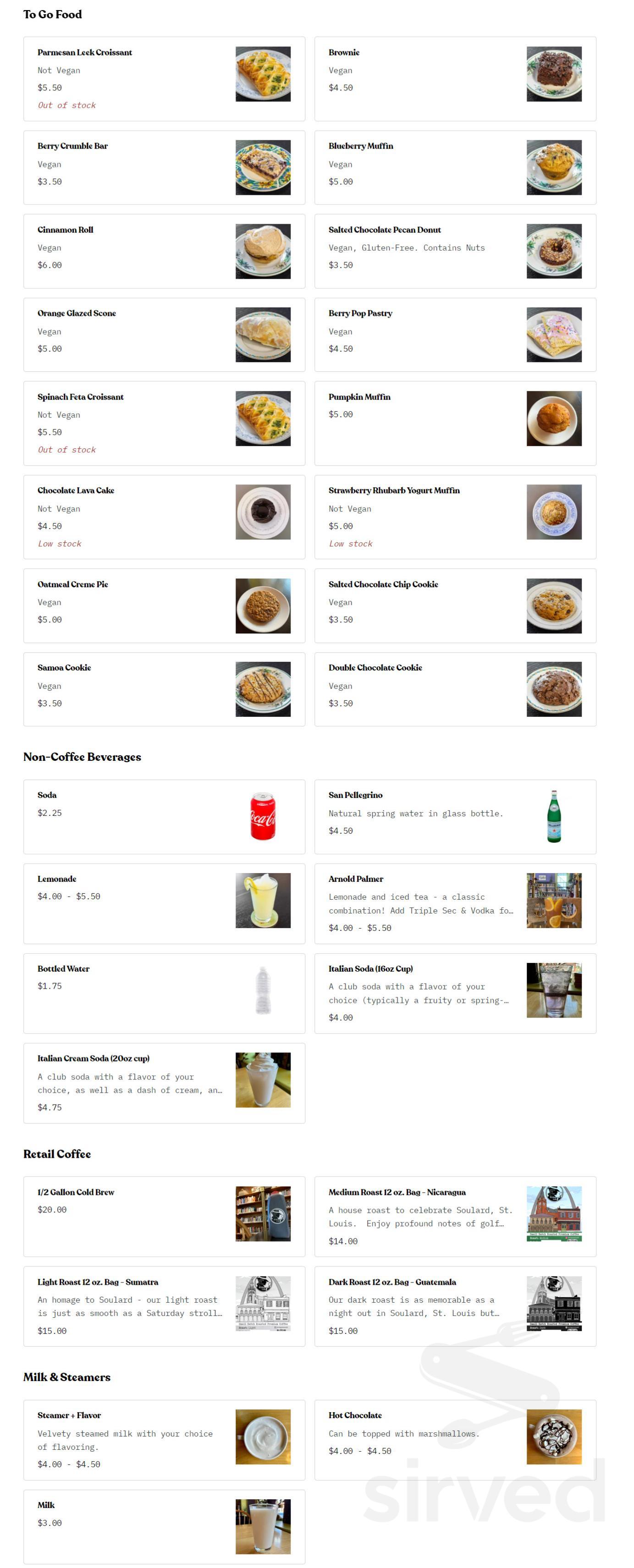 Protagonist Cafe menu in St. Louis, Missouri, USA