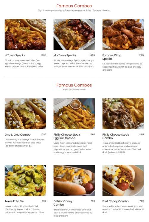 Midwest Coney Connection menu in Houston, Texas, USA