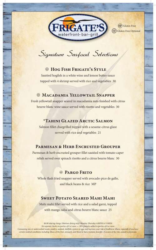 Frigate's Waterfront Bar & Grill - Melbourne menu in Melbourne, Florida ...