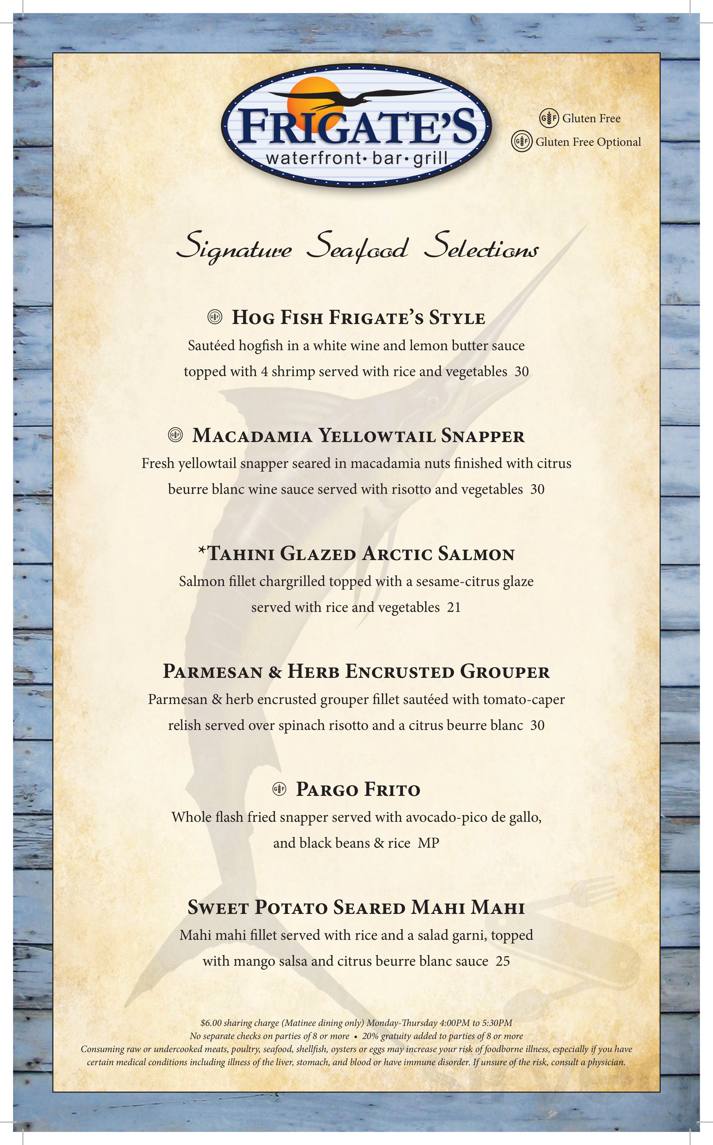 Frigate's Waterfront Bar & Grill - Melbourne menu in Melbourne, Florida ...