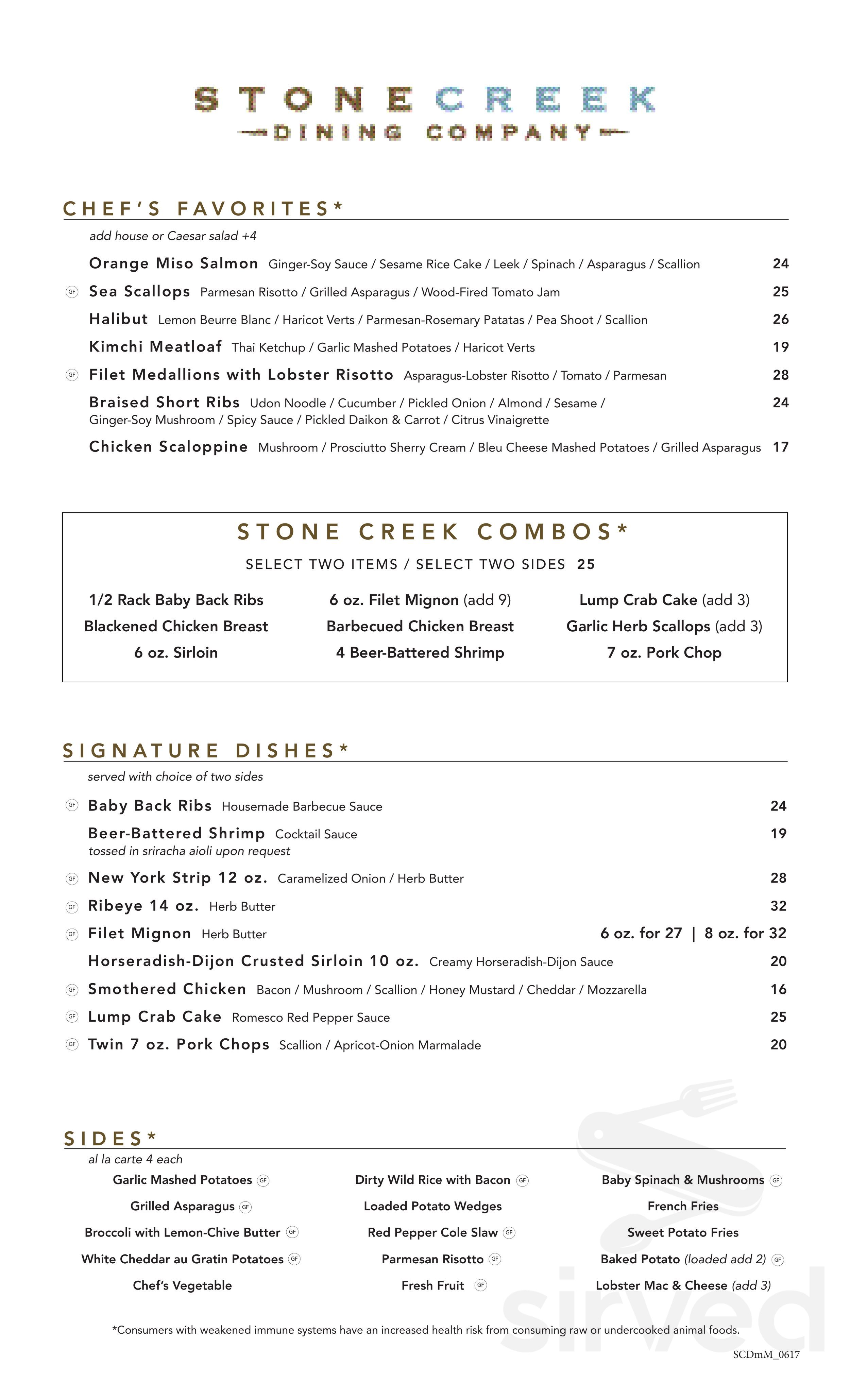 Stone Creek Dining - Montgomery menu in Montgomery, Ohio, USA
