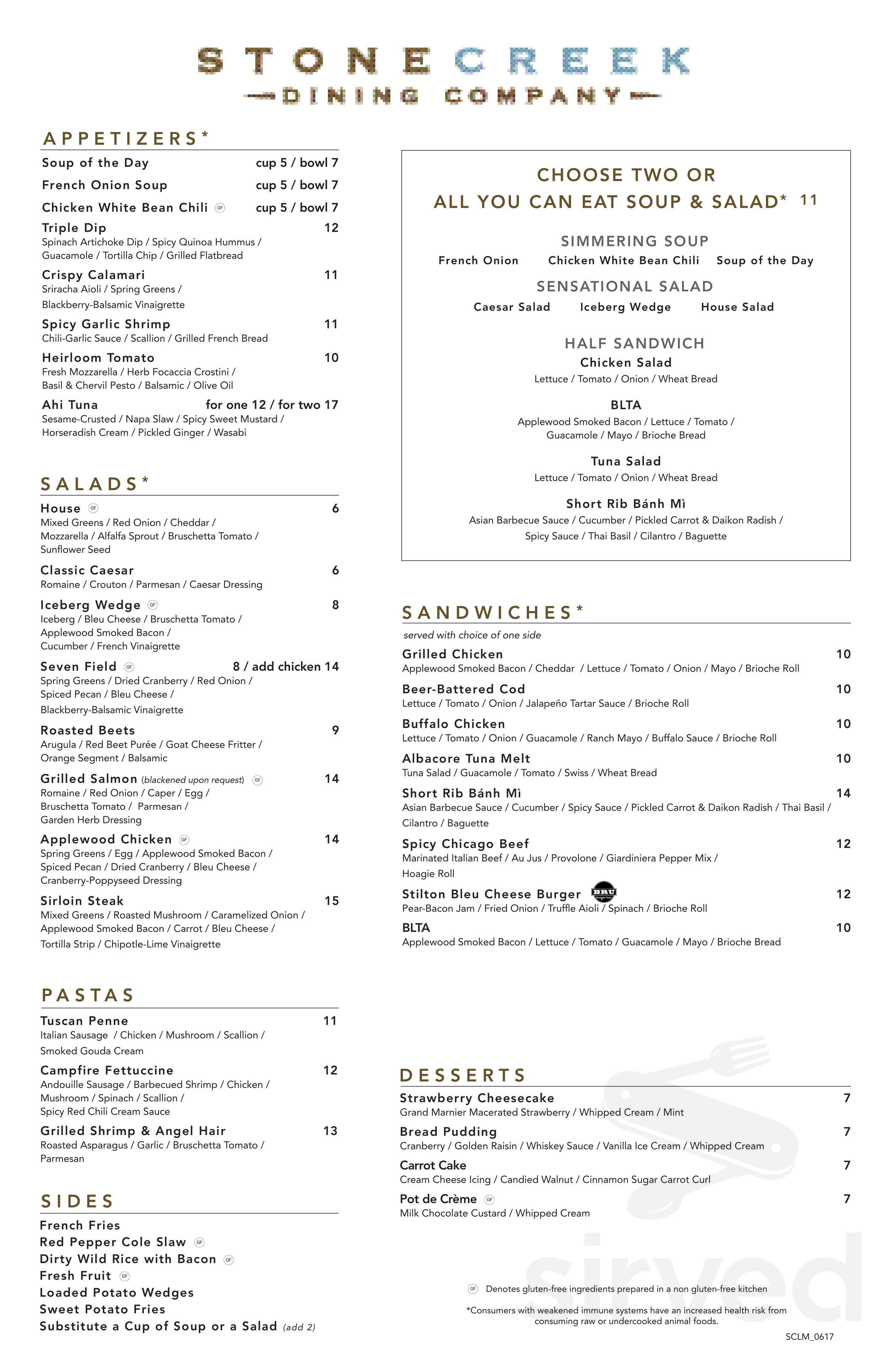 Stone Creek Dining - Montgomery menu in Montgomery, Ohio, USA