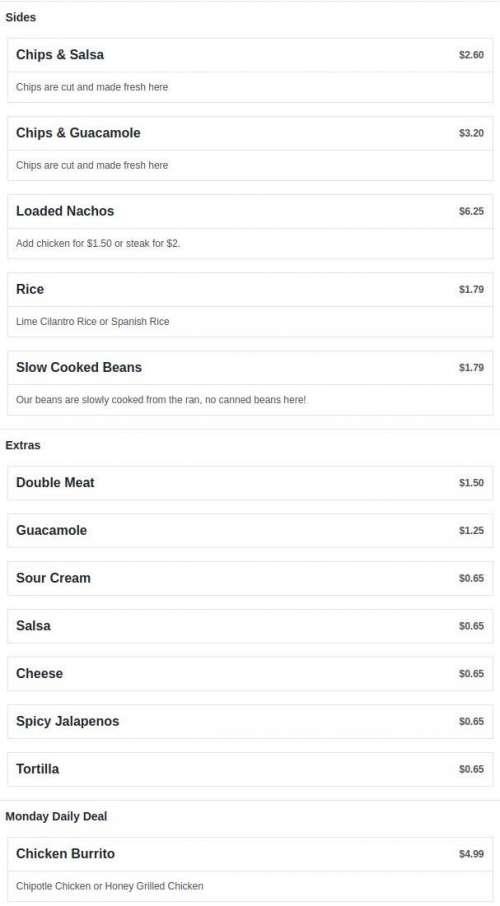 Cactus Grill menu in Champaign, Illinois, USA