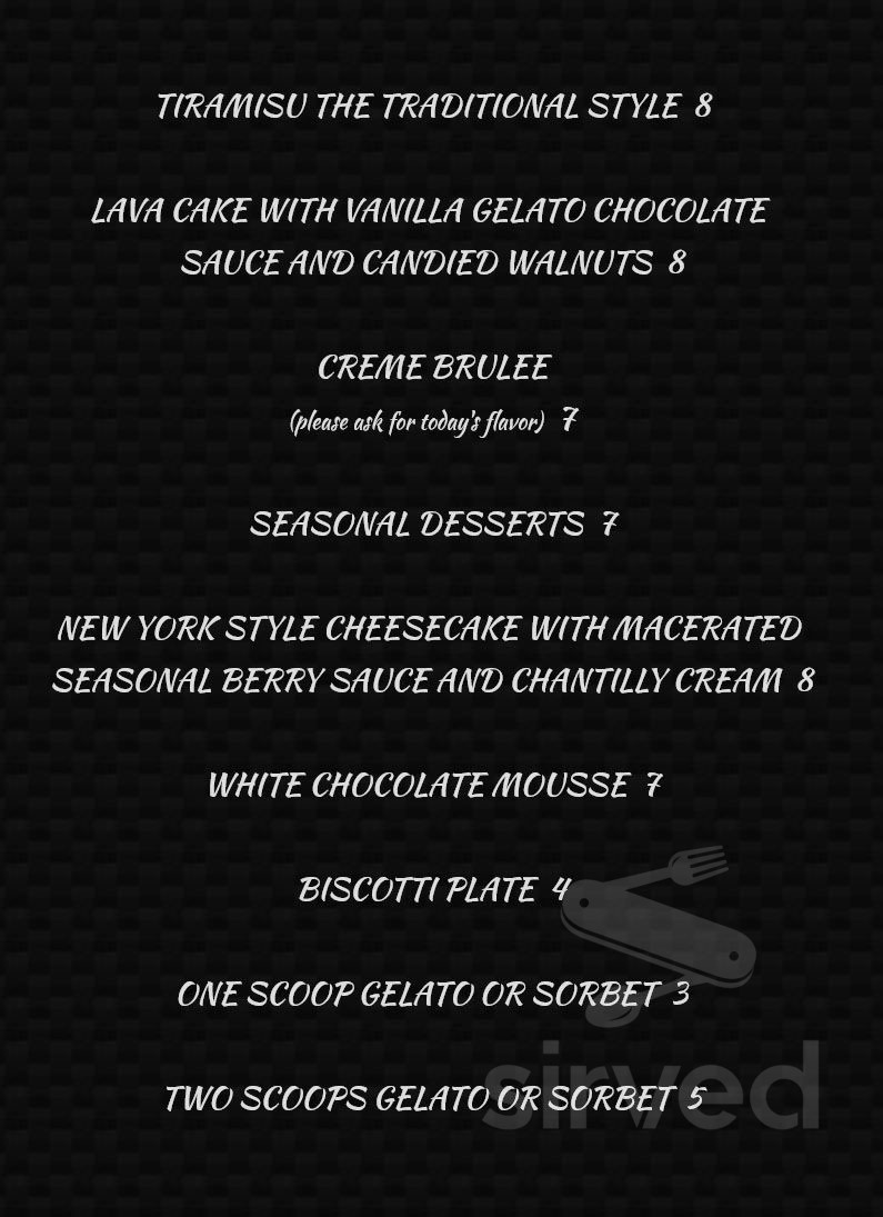 Salute menu in Hartford, Connecticut, USA