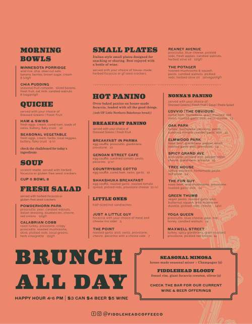 Fiddlehead Coffee - Miracle Mile menu in Rochester, Minnesota, USA