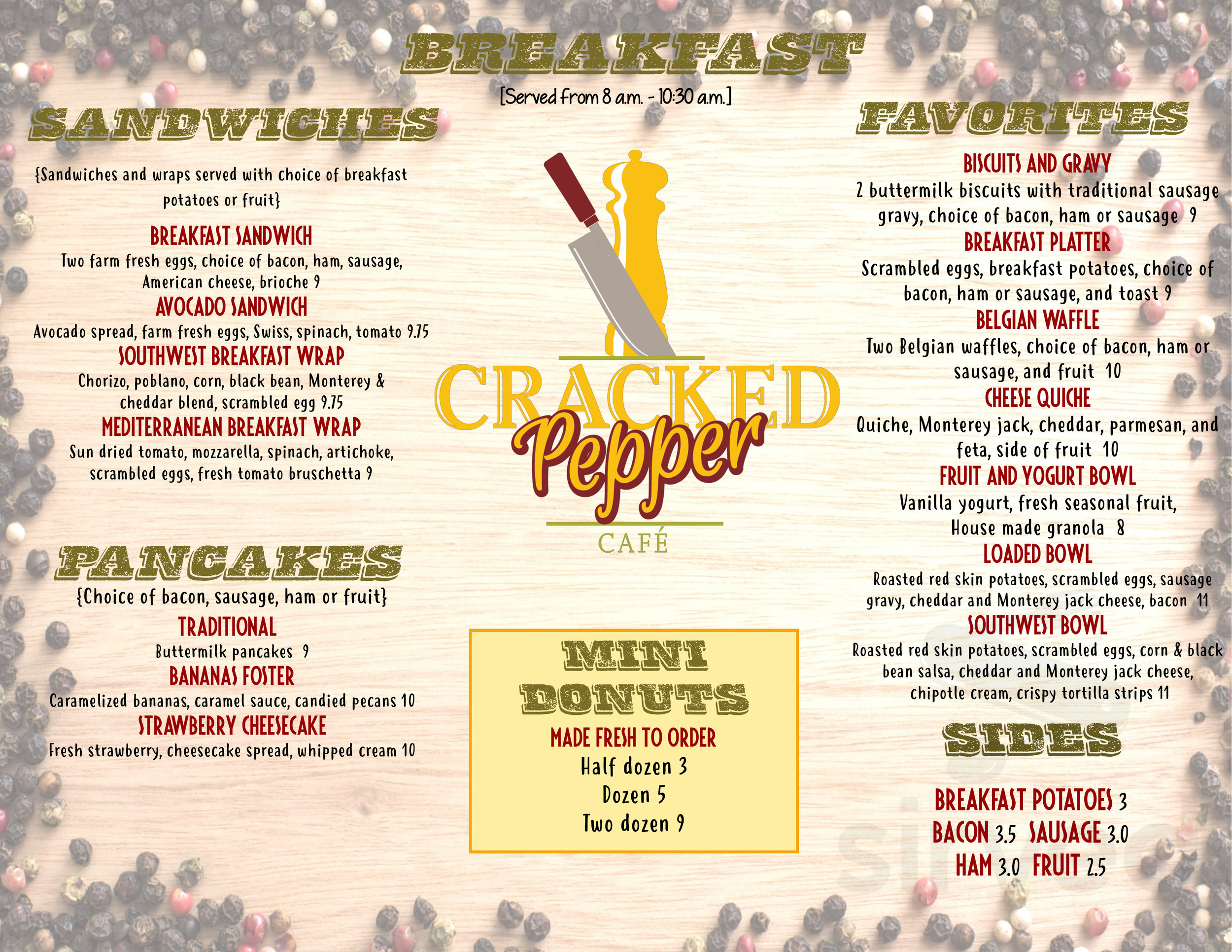 Cracked Pepper menus in Peoria, Illinois, United States