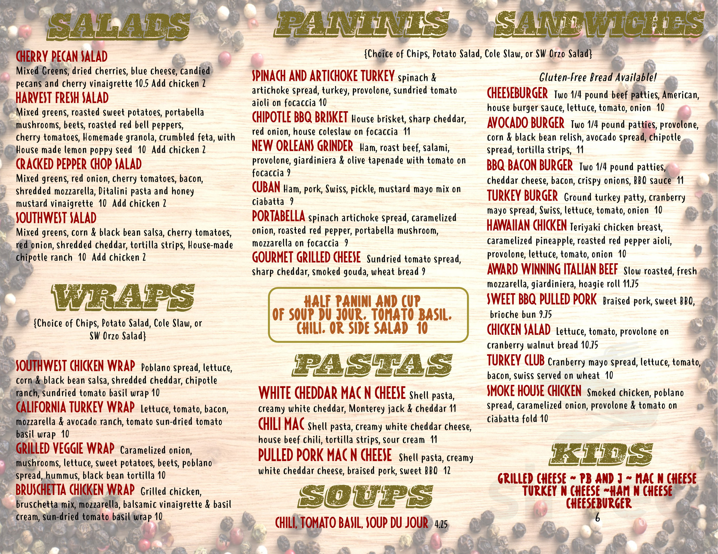 Cracked Pepper menus in Peoria, Illinois, United States