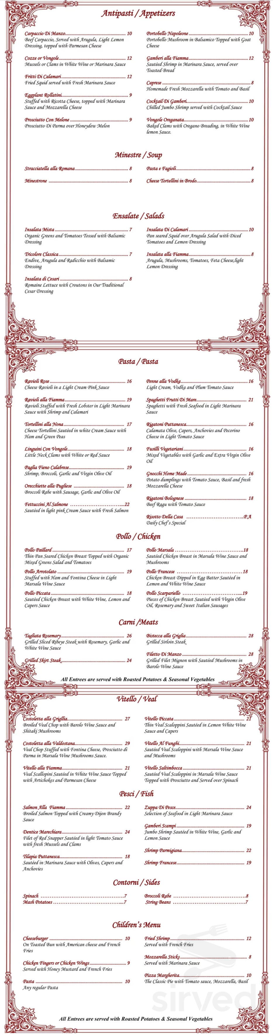 La Fiamma menus in Harrison, New Jersey, United States