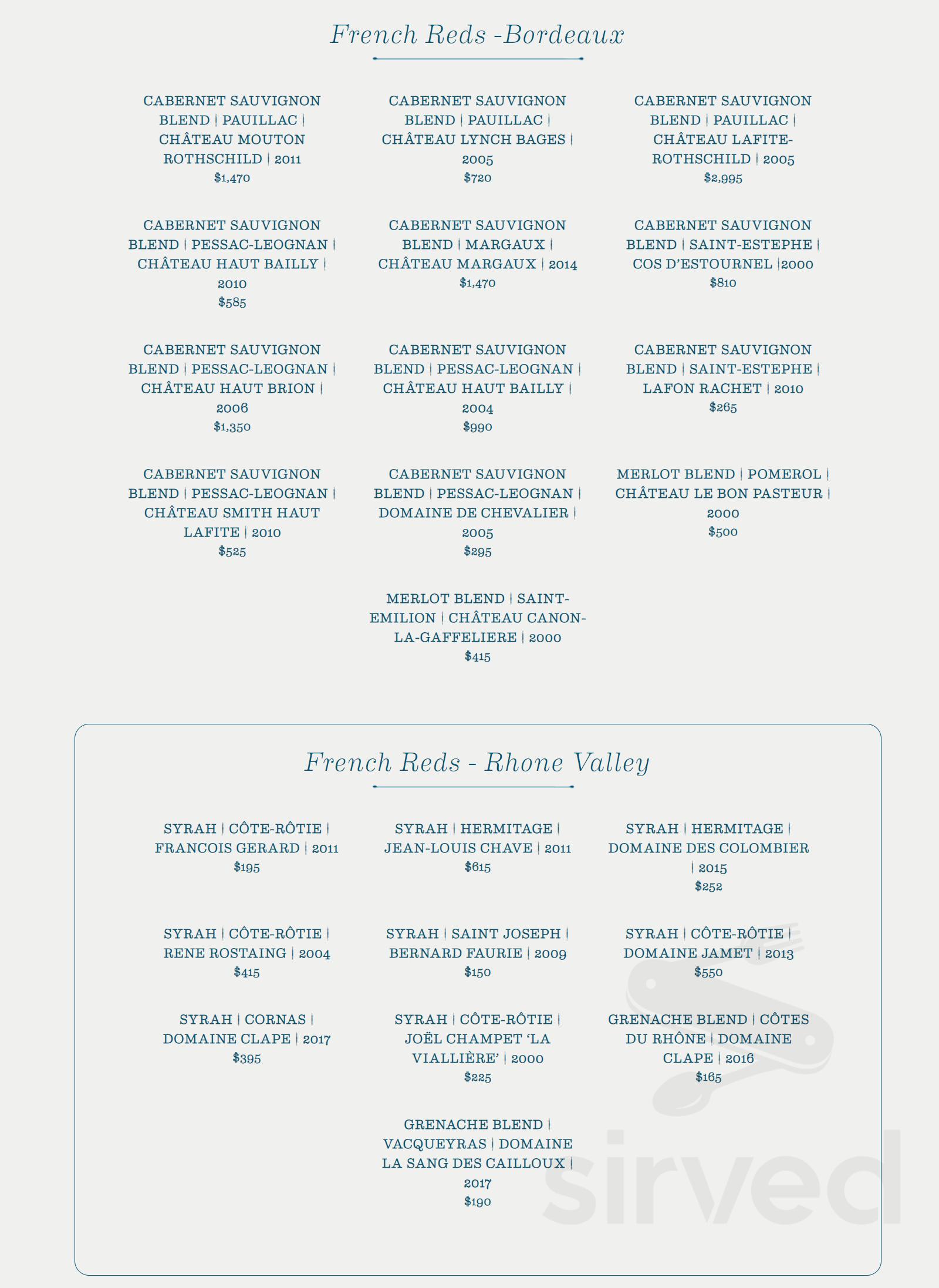 Olivetta menu in West Hollywood, California, USA