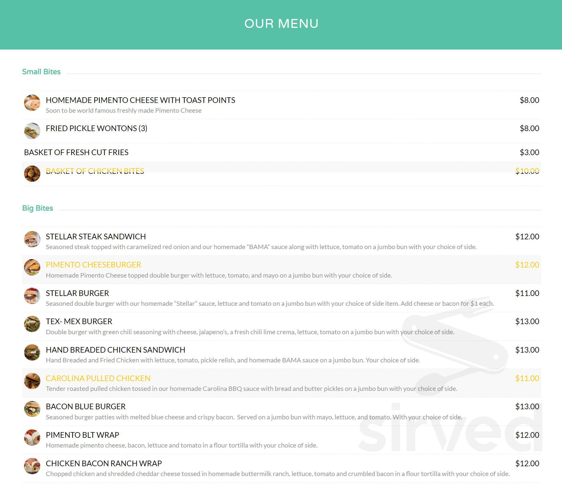Stellar Food Co. menu in Cincinnati, Ohio, USA
