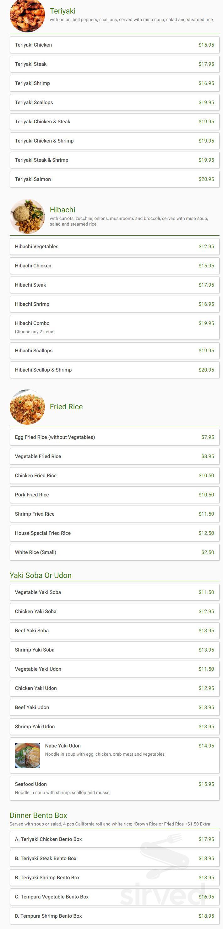 Menu - Sparks NV's Kissho Sushi | Sirved