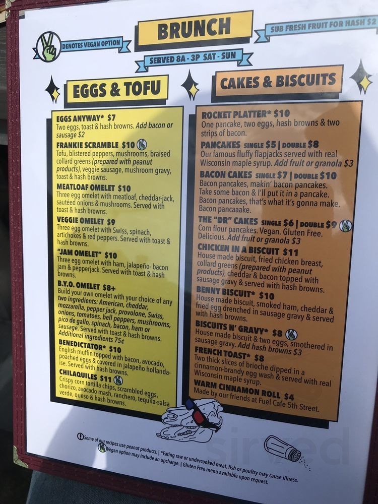 Comet Cafe menu in Milwaukee, Wisconsin, USA