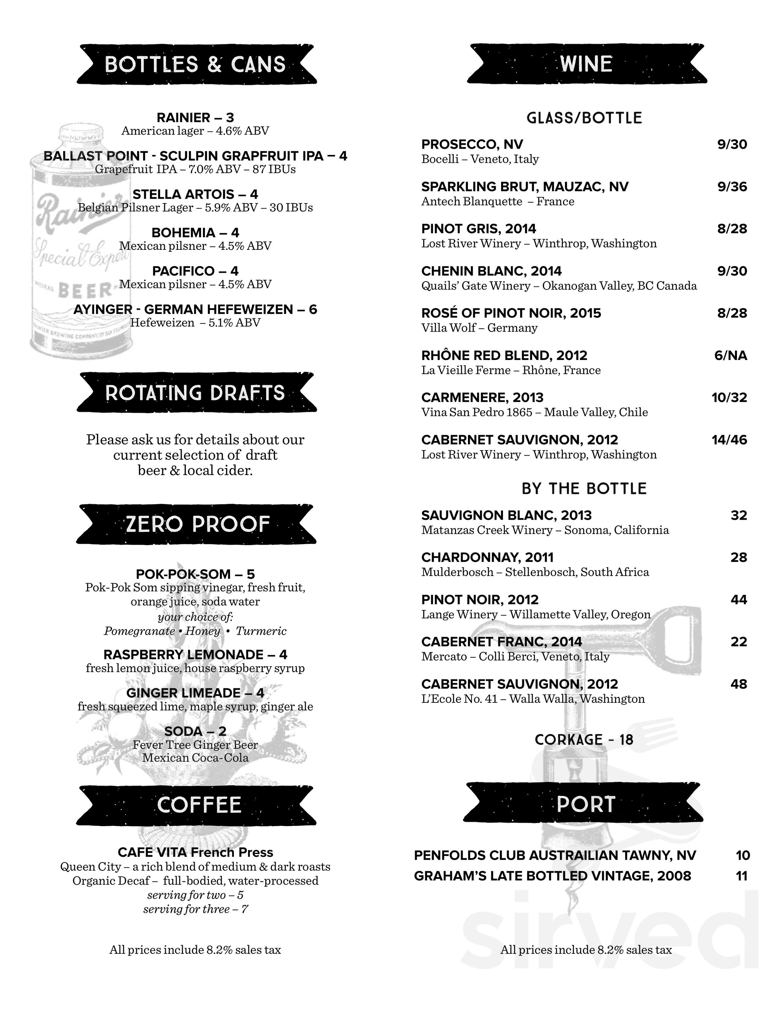 Menu - Winthrop WA's Copper Glance | Sirved