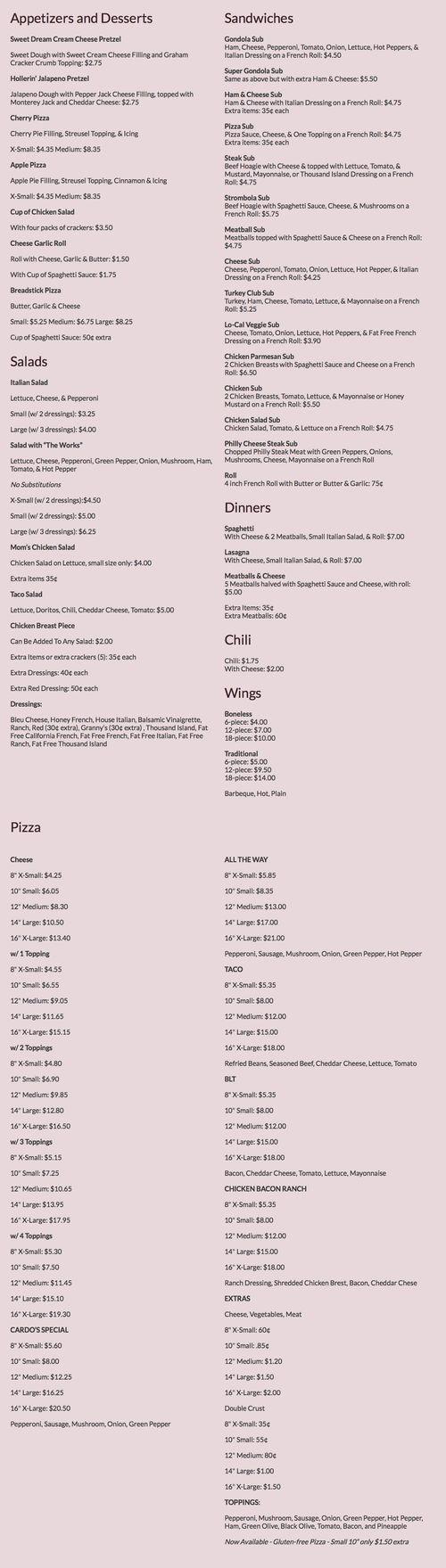 Cardo's Pizza of Waverly menu in Waverly, Ohio, USA