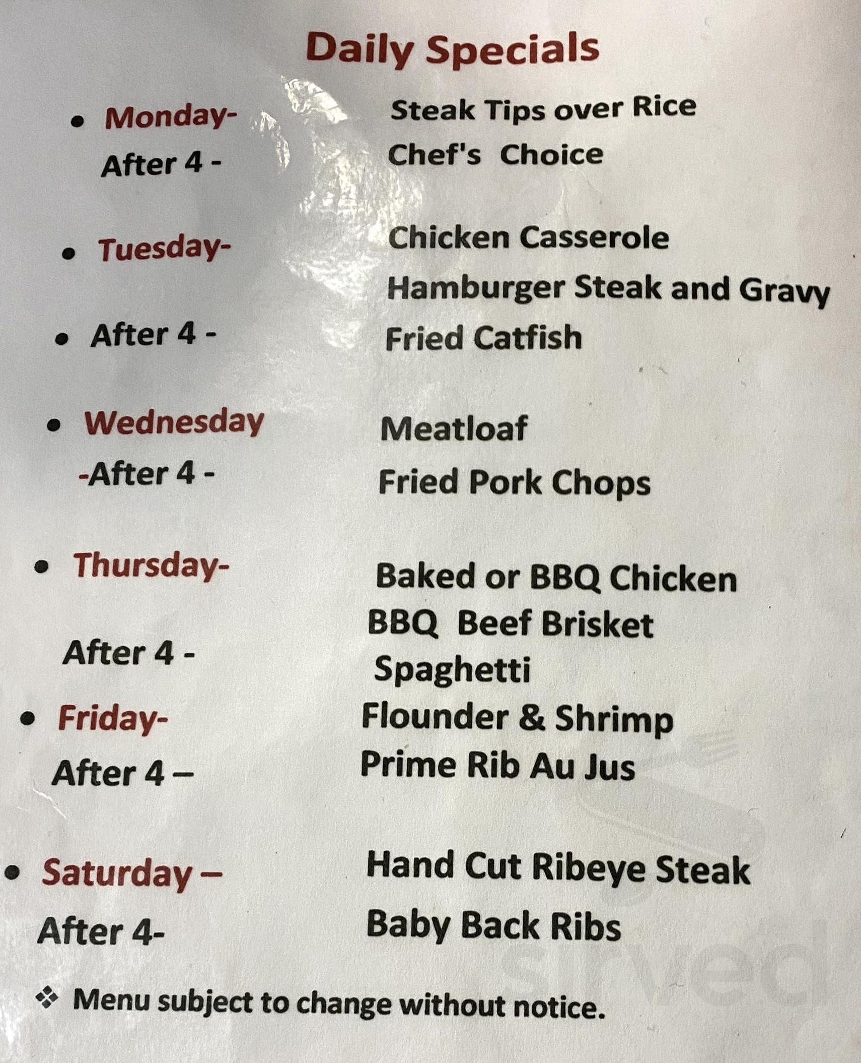 The Farmer's Kitchen menus in Bunn, North Carolina, United States