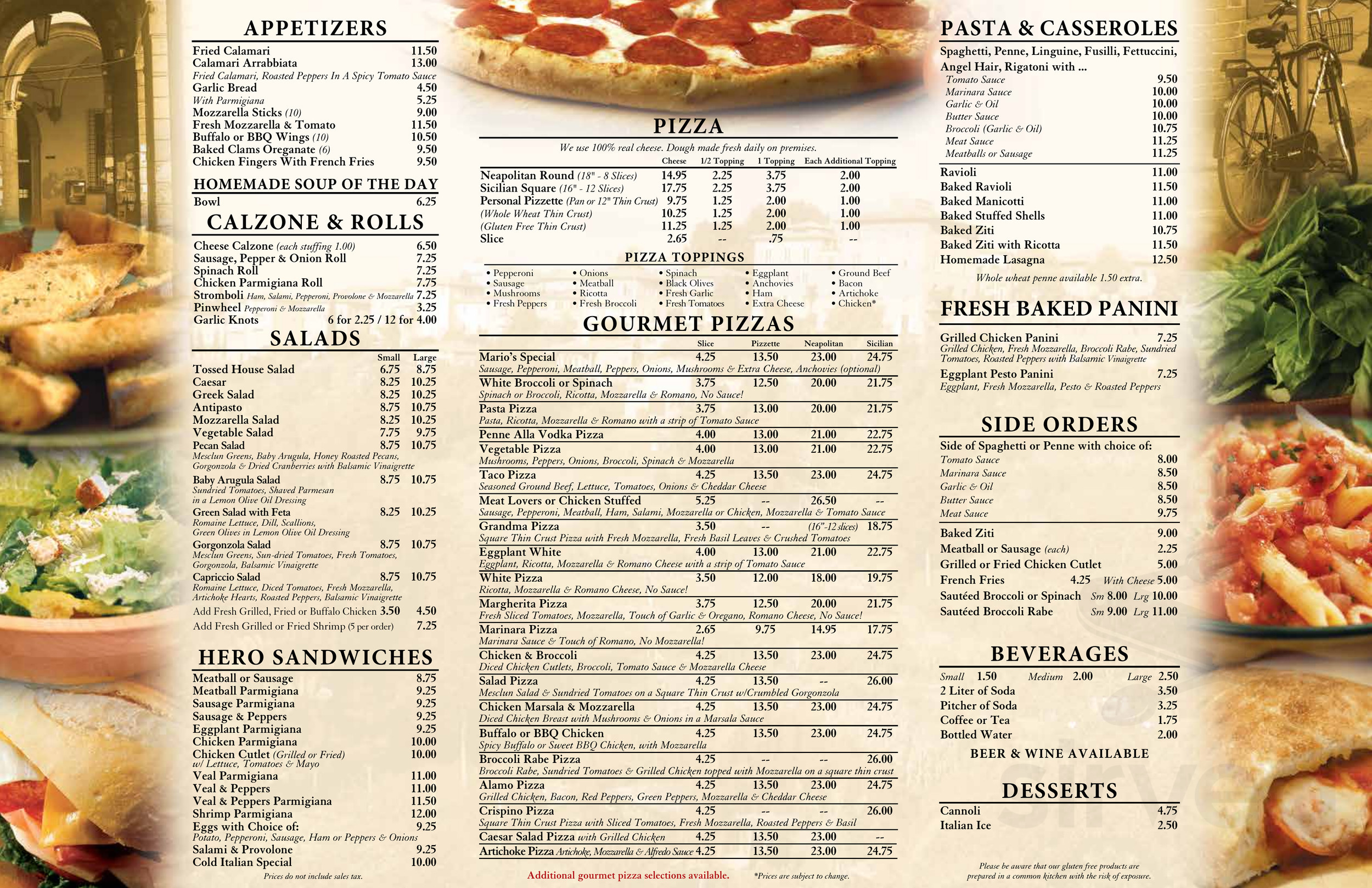 Mario's Pizzeria menu in Syosset, New York, USA
