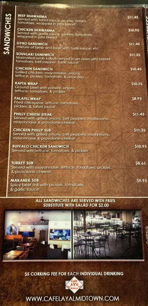 Cafe Layal menu in Houston, Texas, USA