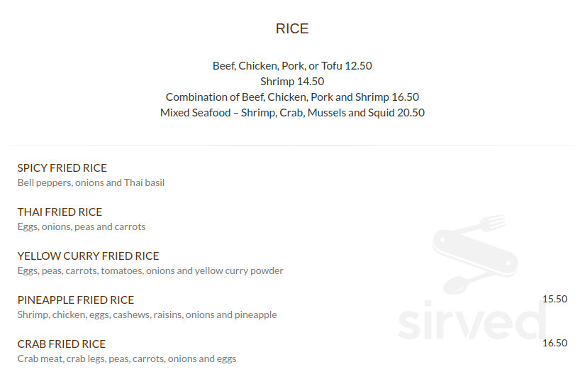 Thai Dishes menu in Manhattan Beach, California, USA